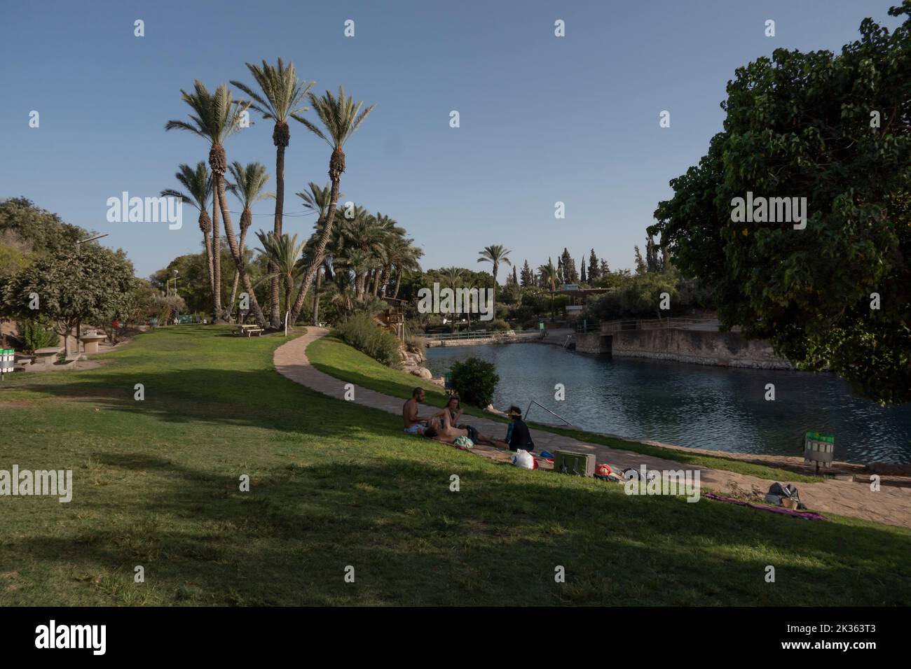 View of a natural spring water pool of Amal stream which crosses Gan ...