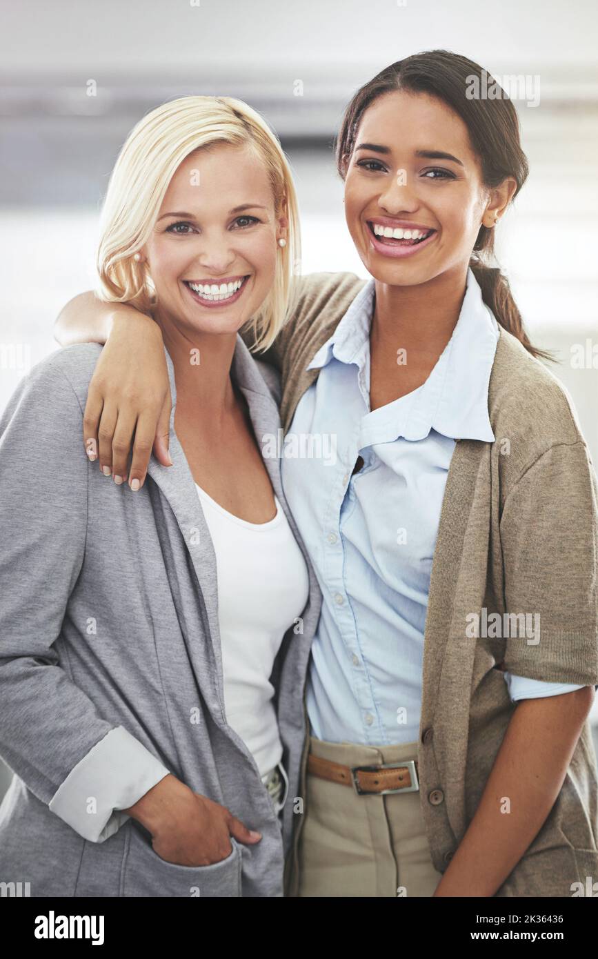 The dynamic duo. Cropped portrait of two businesswomen standing in the ...