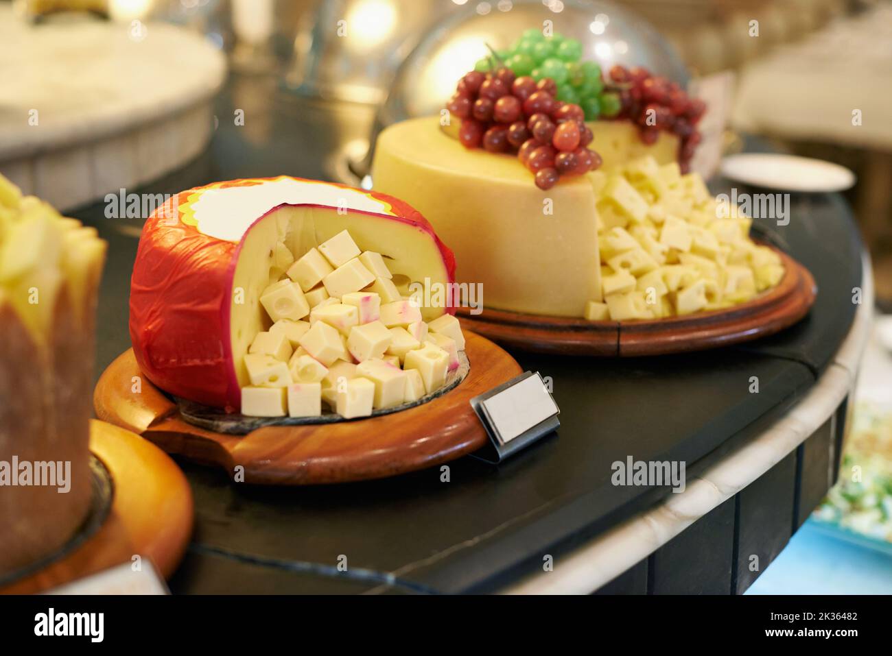 Any cheese-lovers dream. A selection of cheese beautiful displayed ...