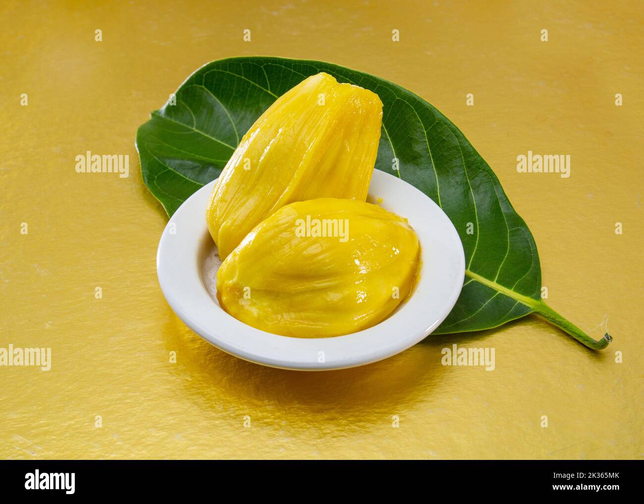 jackfruit core on golden background with leave. tropical summer hot day ...