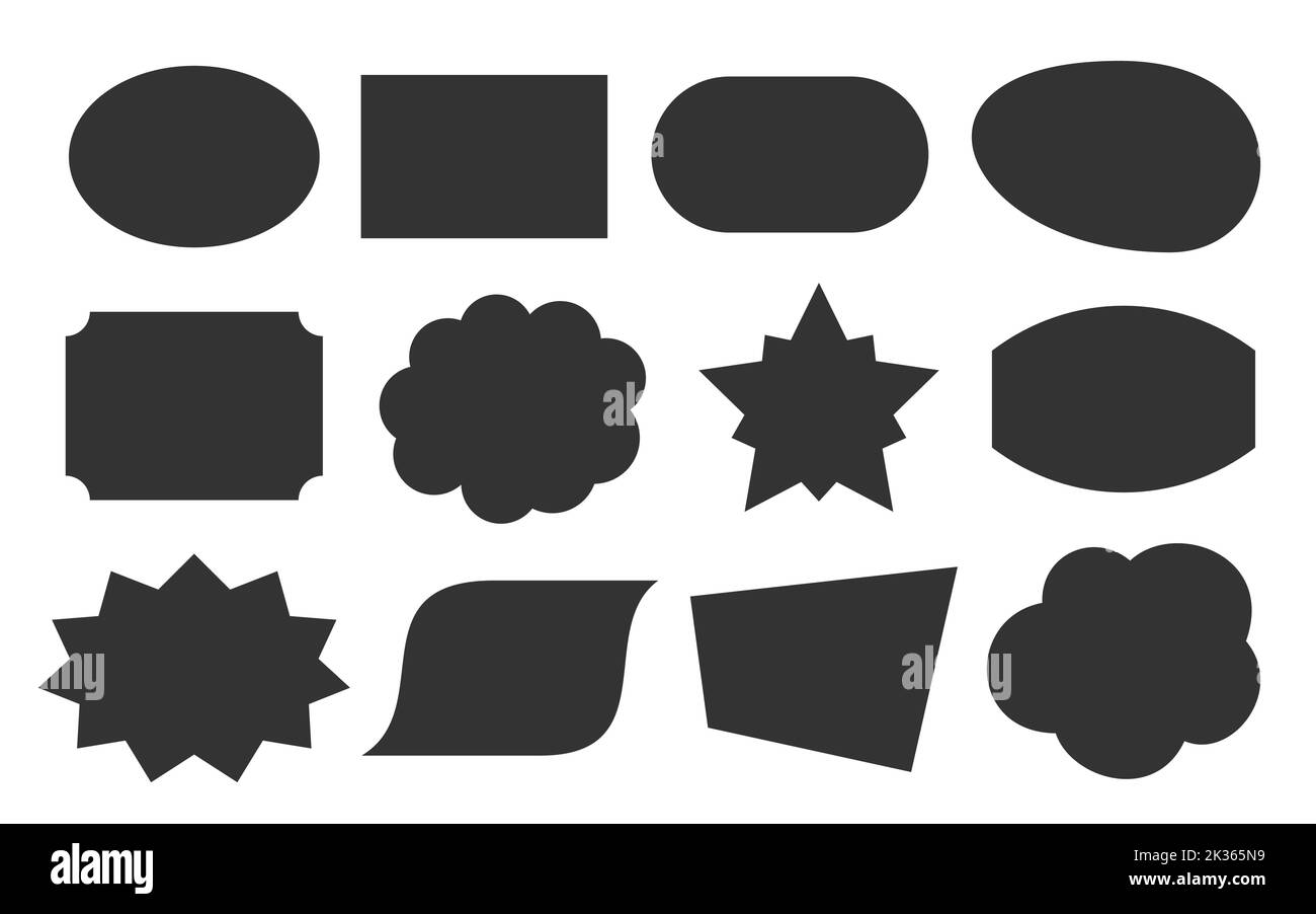 Comic epic shapes black silhouette set. Outline cartoon abstract blank ...