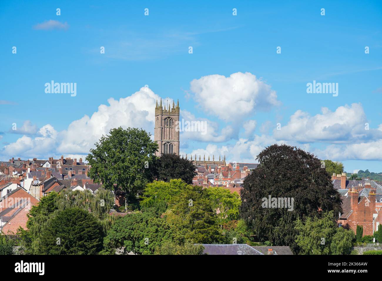 A view of St Lawrence's Church and the Market town of Ludlow in ...