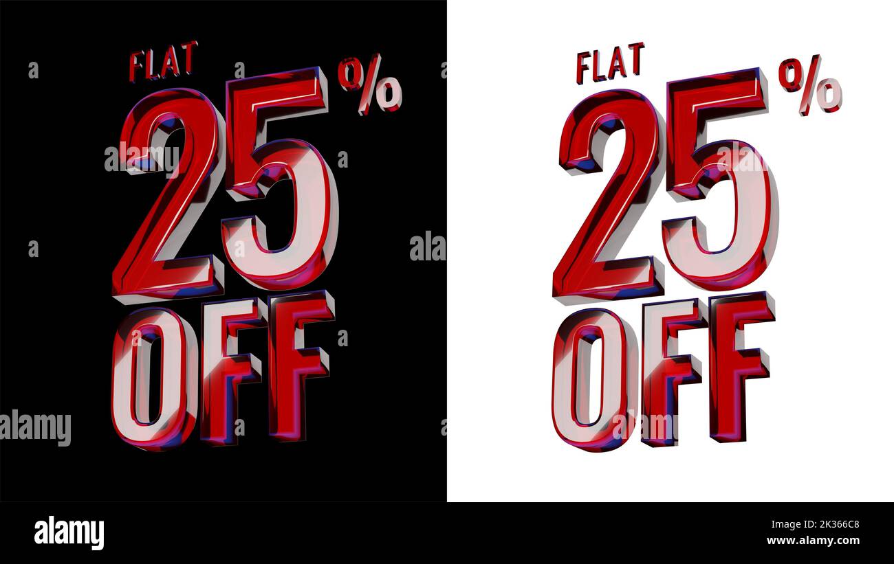 FLAT 25% OFF. 3D Glossy Red Glass text animation, in Black and White ... FLAT 25% OFF. 3D Glossy Red Glass text animation, in Black and White ...