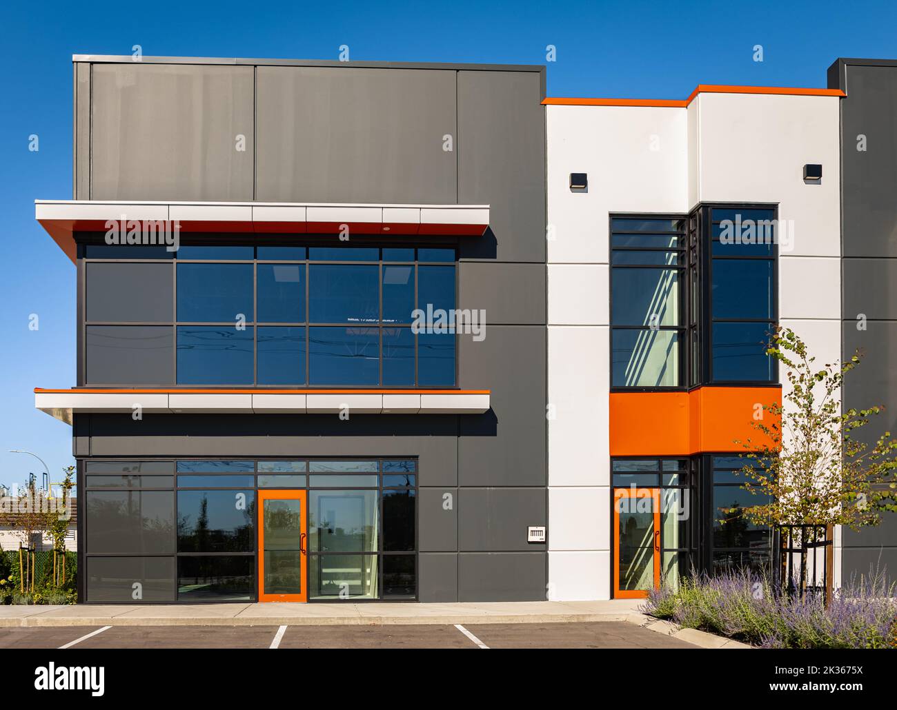 Lowrise office building. Modern development architecture in downtown ...