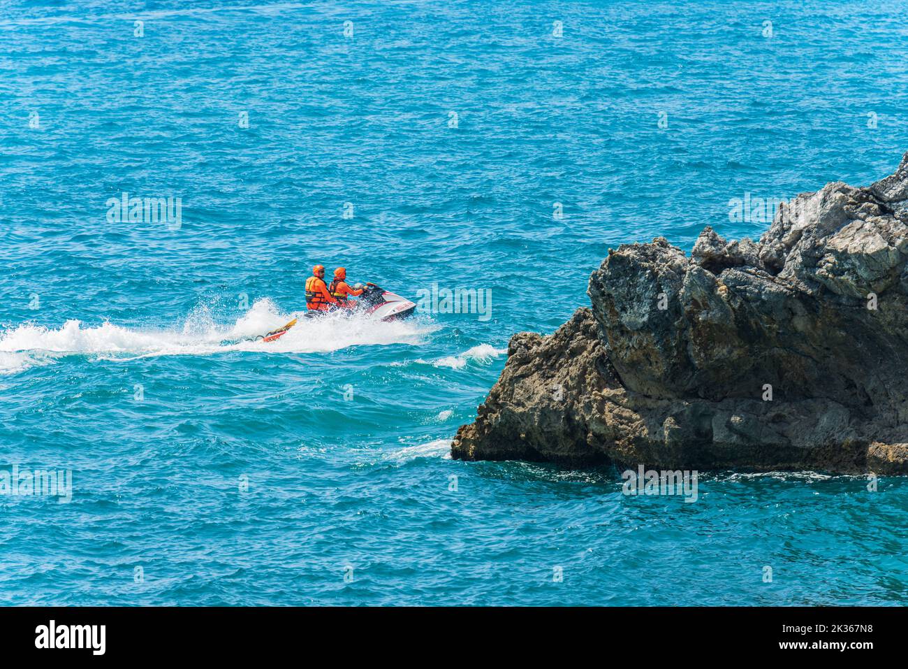 Patrol of Italian lifeguards of firefighters (Vigili del Fuoco) aboard ...