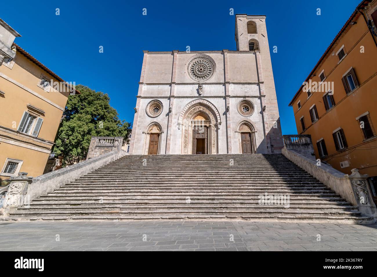 The staircase leading to the Duomo of Todi, Perugia, Italy, without ...