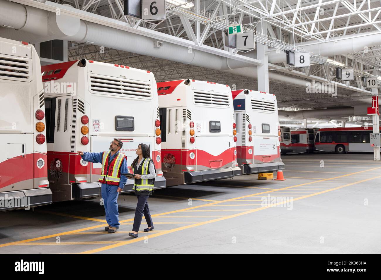 Buses in a bus garage hi-res stock photography and images - Alamy