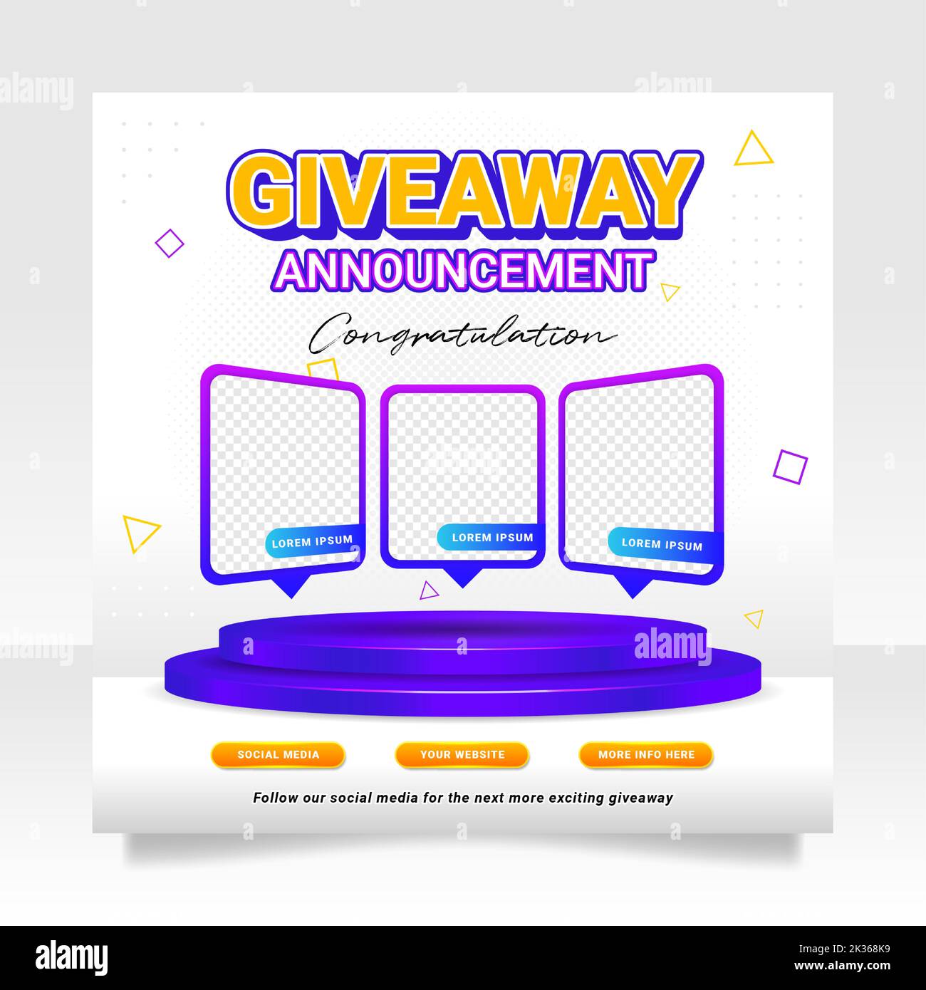 Giveaway winner announcement social media post banner template Stock ...