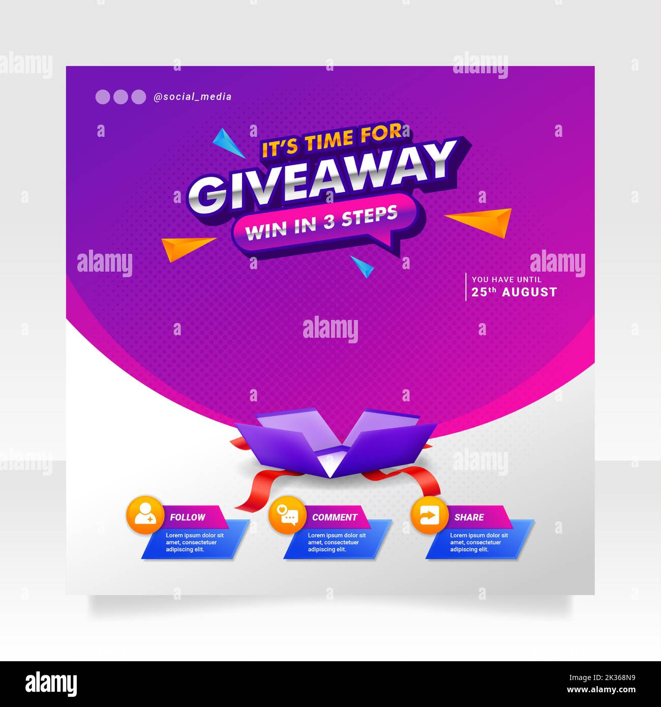 Giveaway contest social media post banner template Stock Vector Image ...