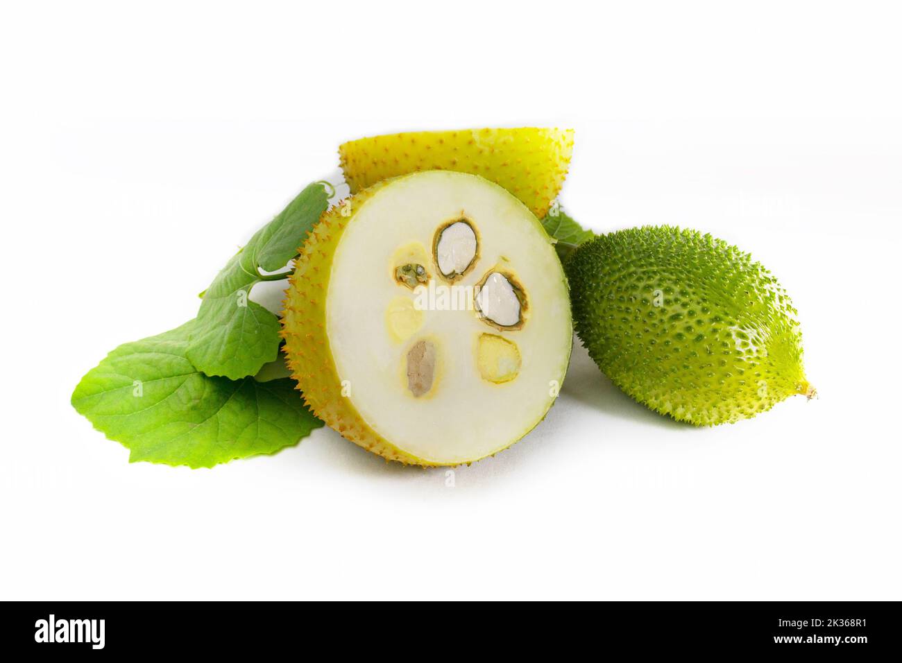 Spiny Bitter Gourd, Sweet Gourd or Cochinchin Gourd on white background ...