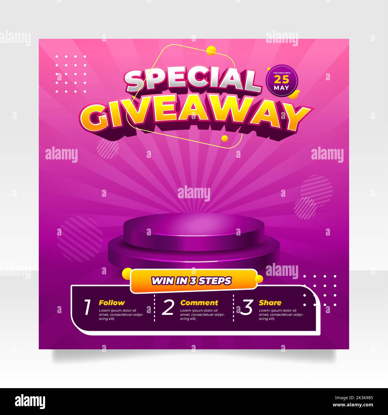 Giveaway contest social media post banner template Stock Vector Image ...