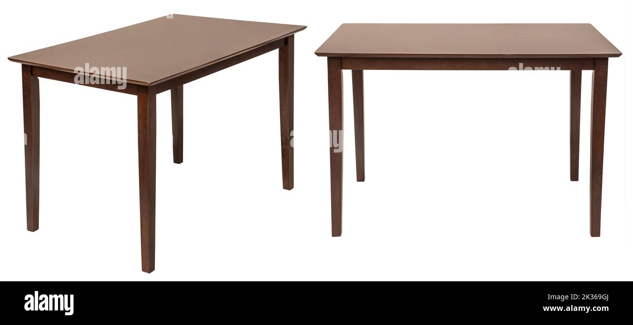 Wooden dining table. Isolated on a white background. Interior element ...