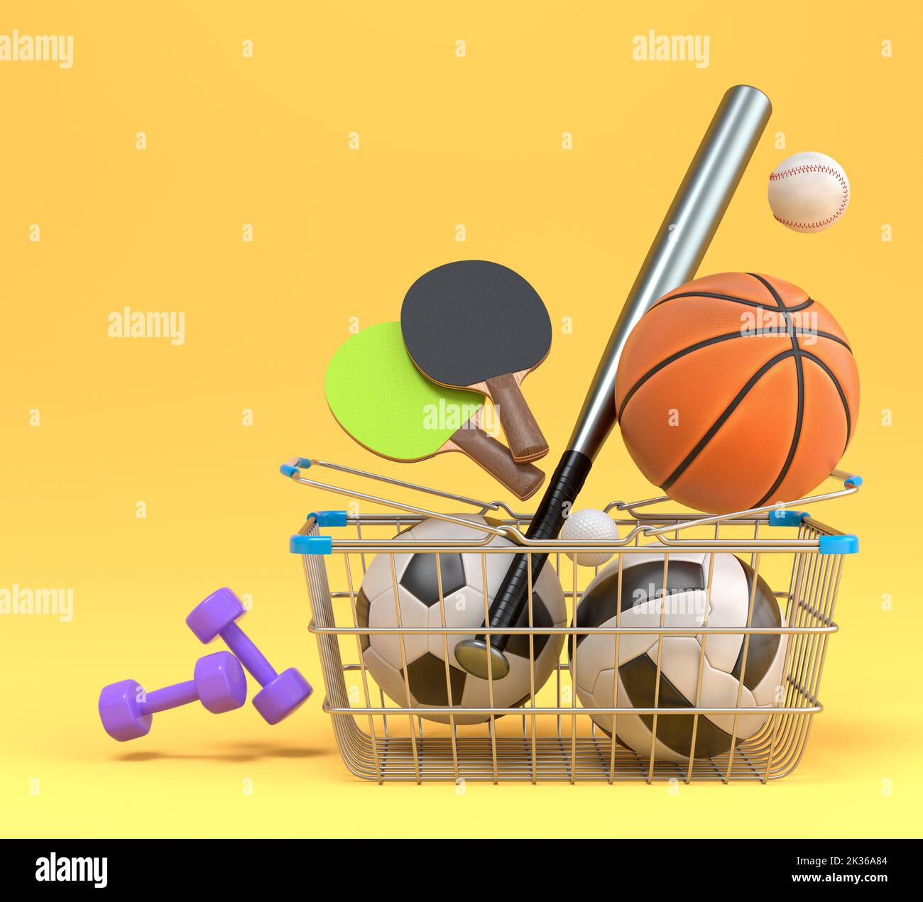 Set of sport equipment for basketball, american football, ping pong and ...