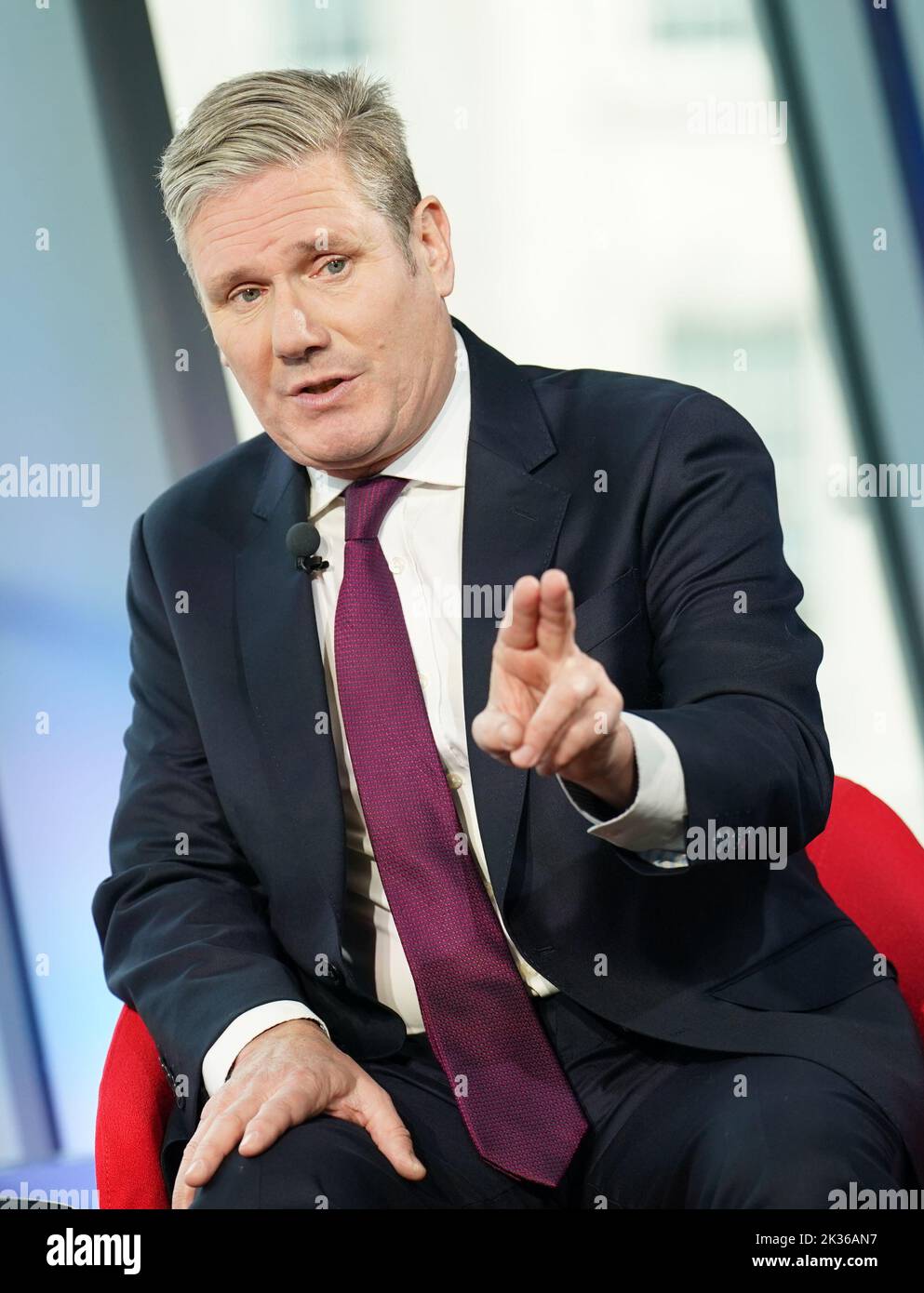 Labour party leader Sir Keir Starmer talks to Laura Kuenssberg during ...