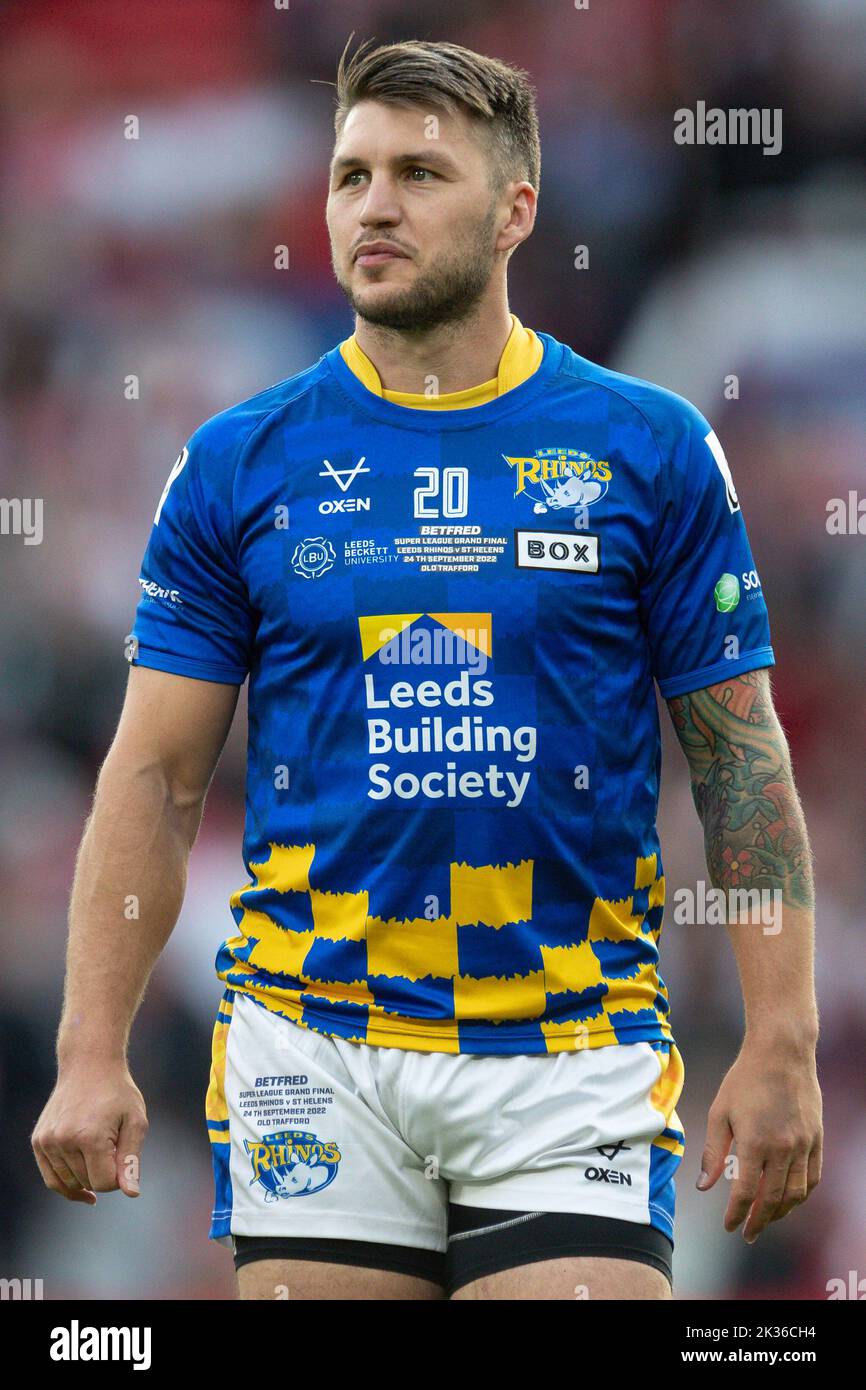 Tom Briscoe #20 of Leeds Rhinos during the pre match warm up ahead of ...