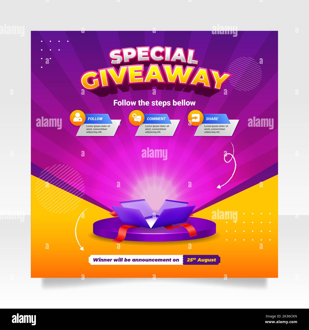 Giveaway contest social media post banner template Stock Vector Image ...