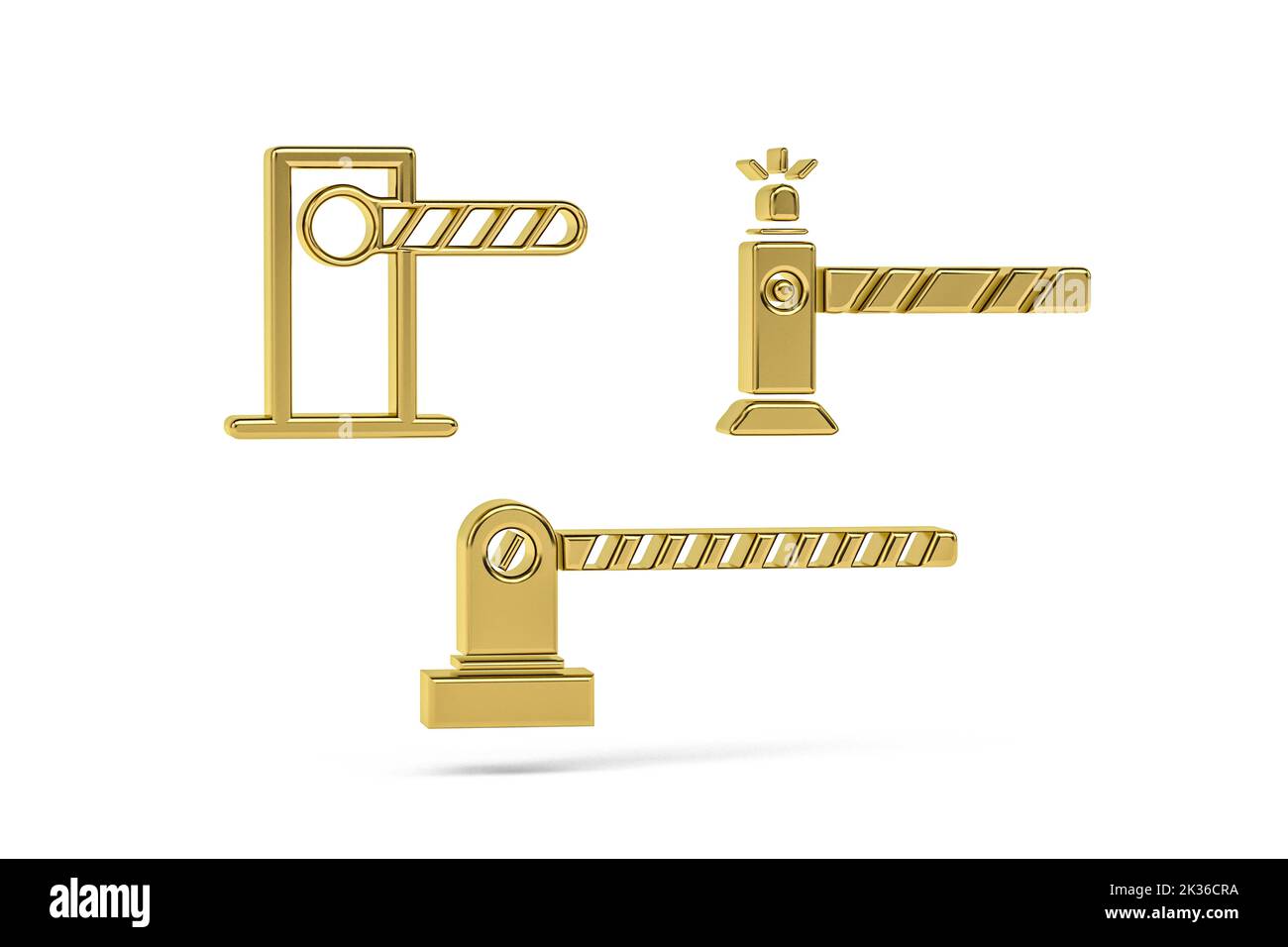 Golden 3d boom gate icon isolated on white background - 3d render Stock ...