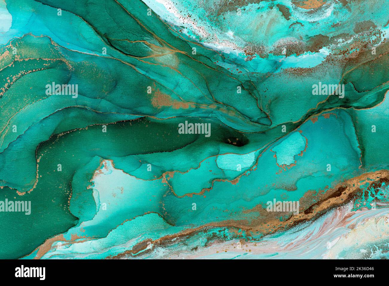 Abstract painting background, creative artwork in a turquoise color ...