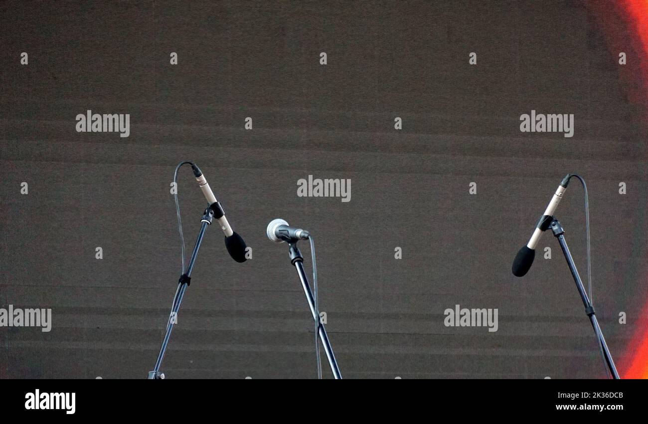 microphone on a stage Stock Photo - Alamy