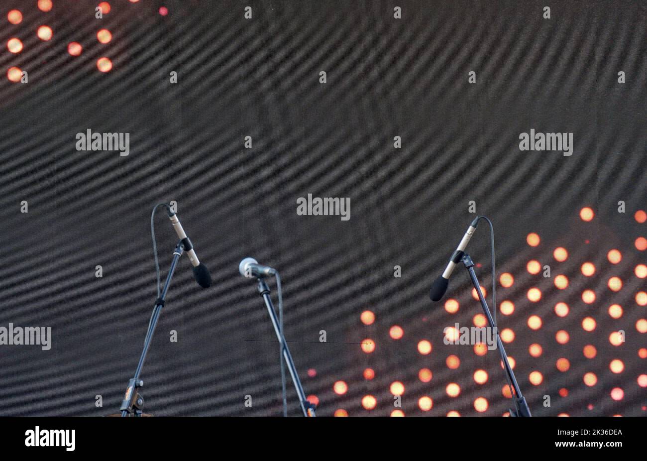 microphone on a stage Stock Photo - Alamy