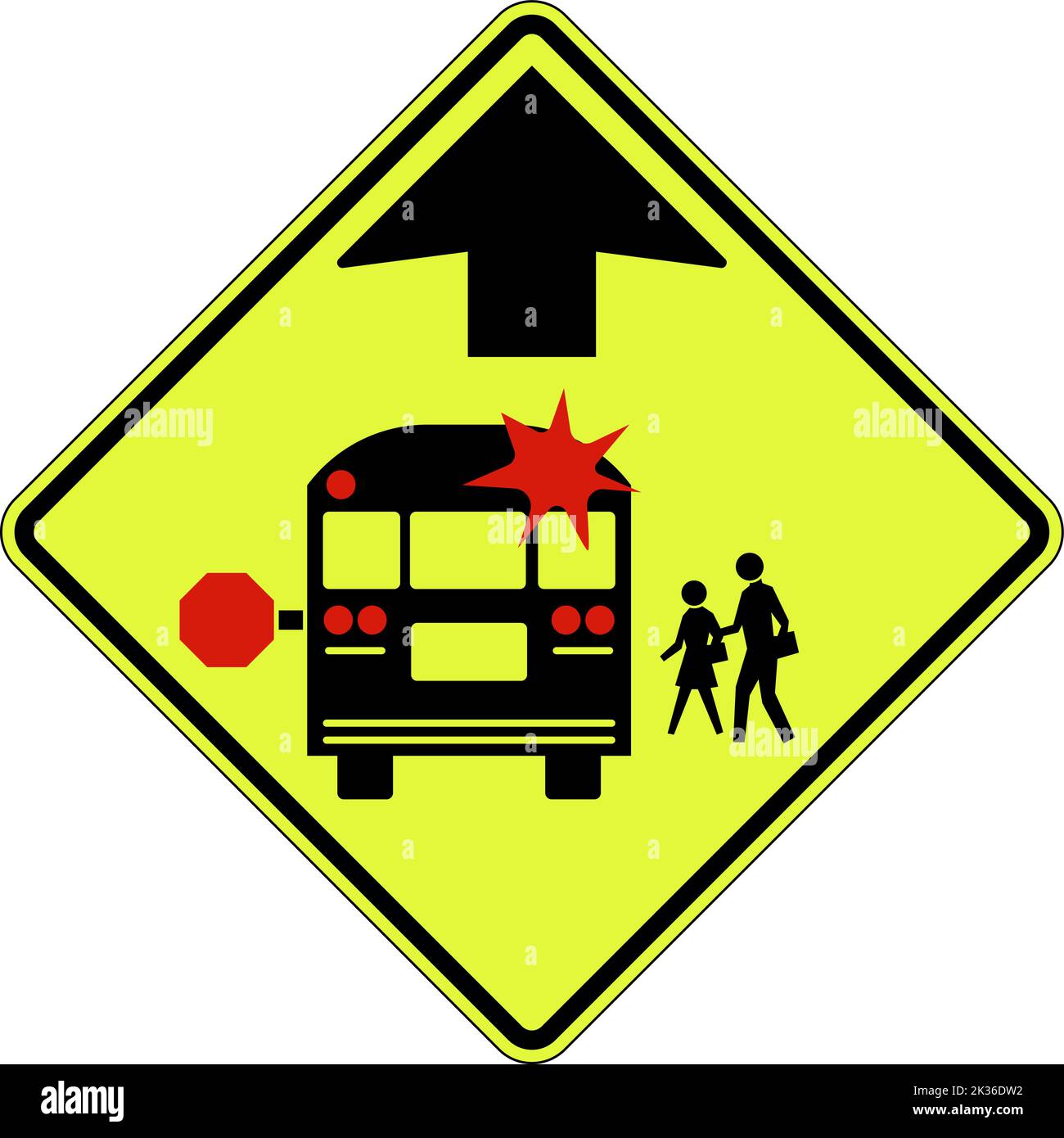 School Bus Stop Ahead Sign On White Background Stock Vector Image & Art ...