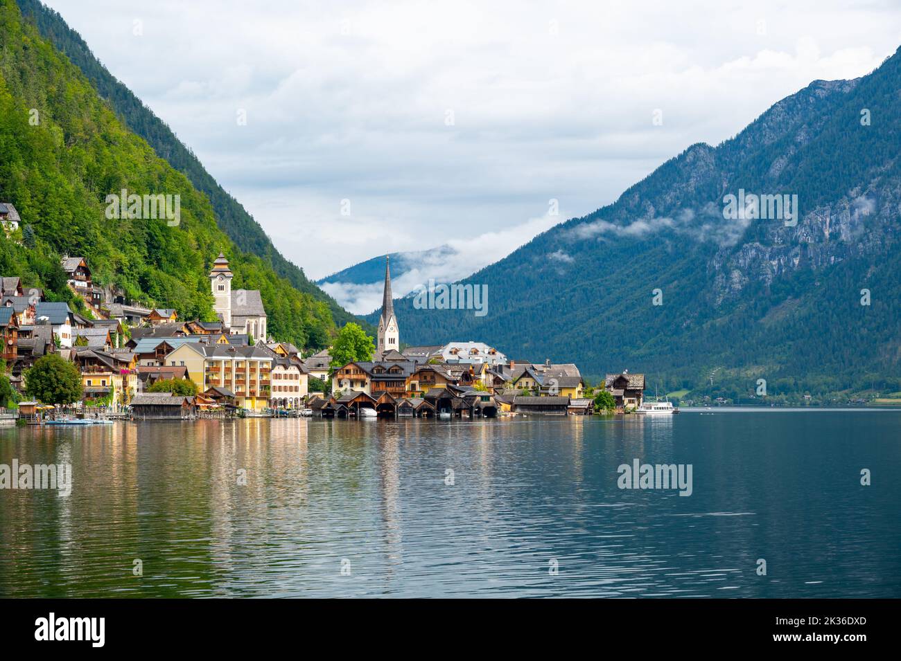 Hallstatt Village and Hallstatter See lake in Austria. Scenery with ...