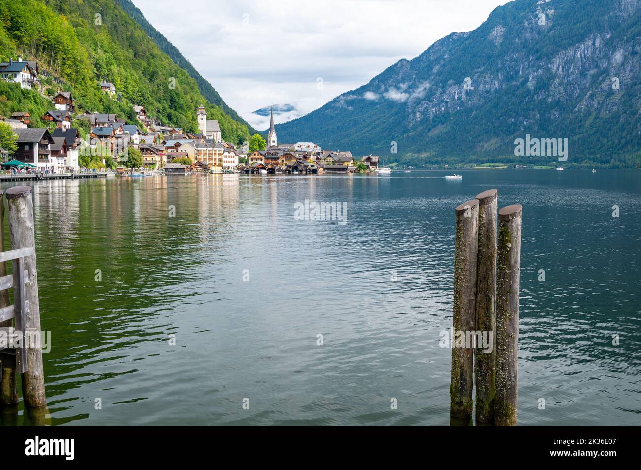 Hallstatt Village and Hallstatter See lake in Austria. Scenery with ...