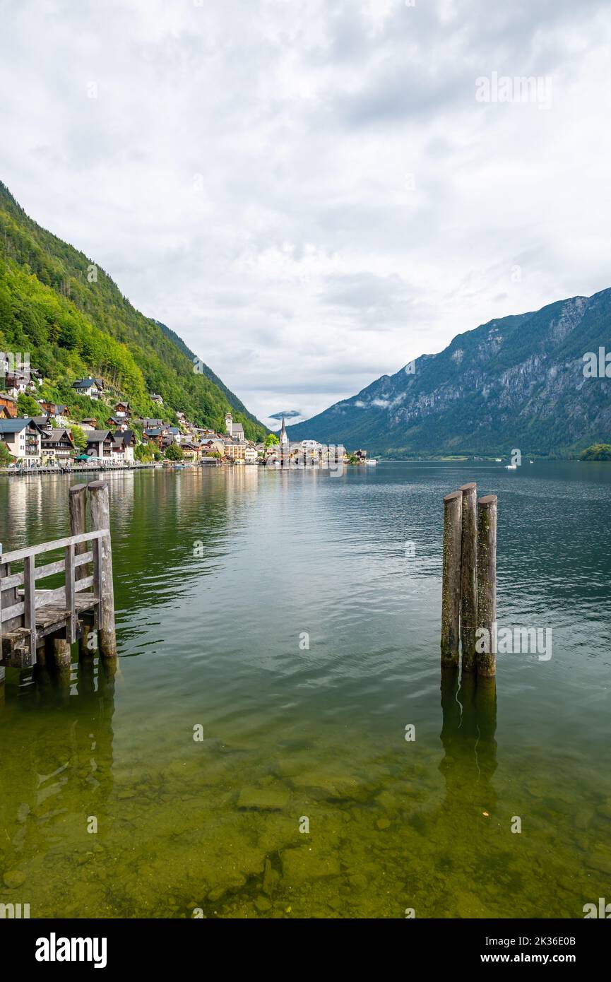 Hallstatt Village and Hallstatter See lake in Austria. Scenery with ...