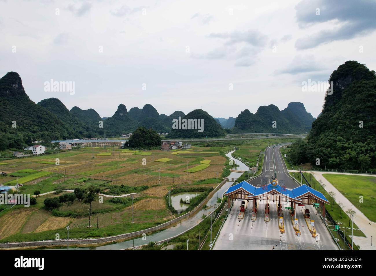 LIUZHOU, CHINA - SEPTEMBER 24, 2022 - An aerial photo shows a highway ...