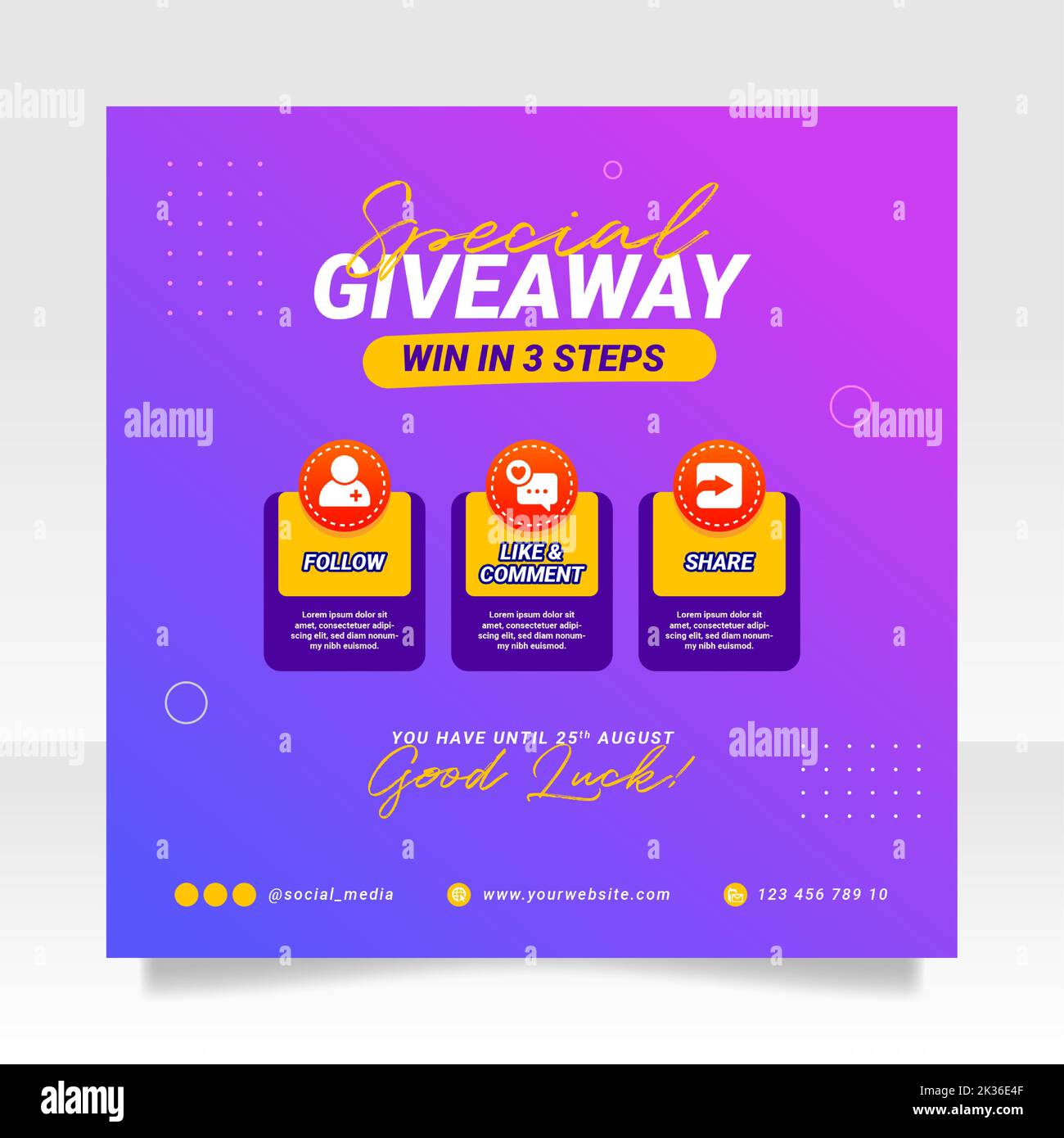 Giveaway contest social media post banner template Stock Vector Image ...