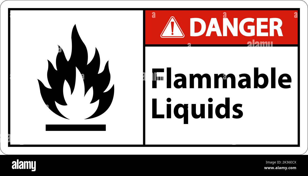 Danger Flammable Liquids Sign On White Background Stock Vector Image ...