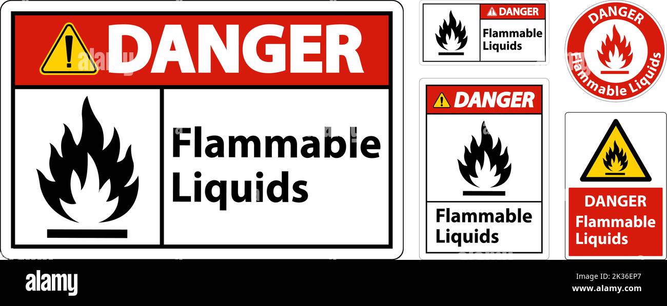 Danger Flammable Liquids Sign On White Background Stock Vector Image ...
