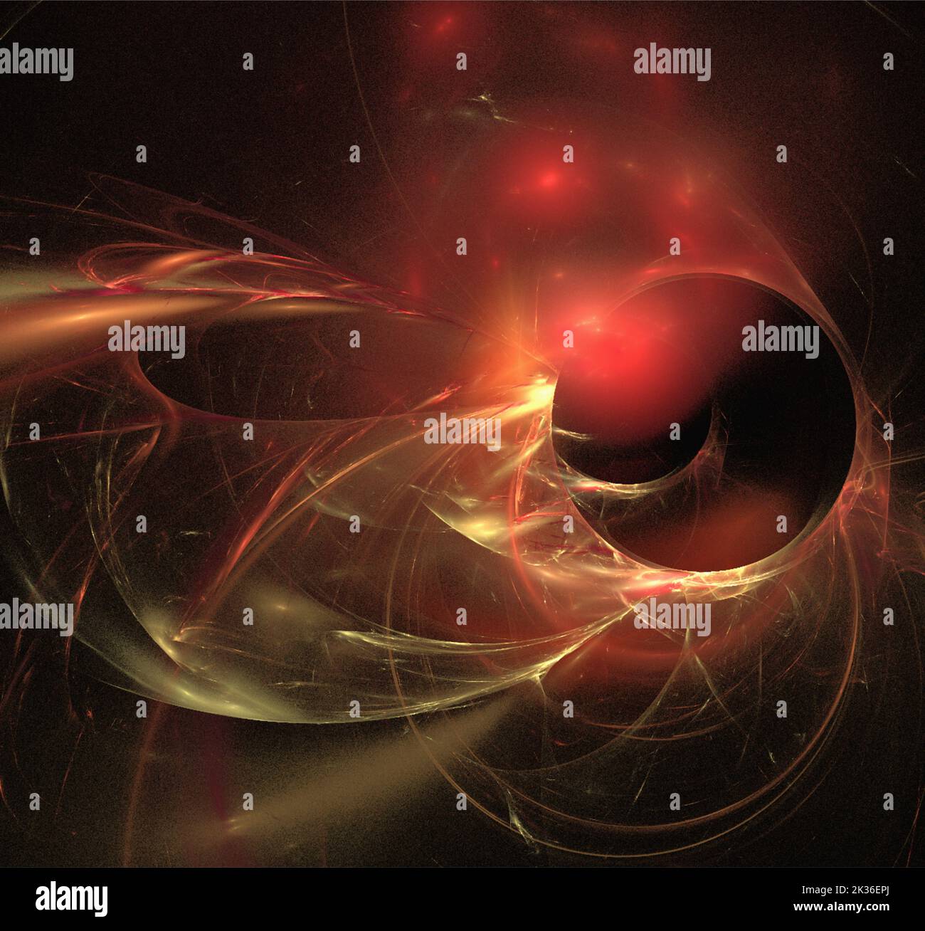 space fantasy illustration of red planetary system on dark space ...