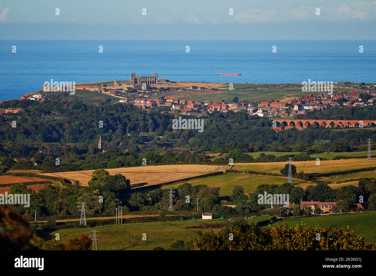 A view from the A169 at Sleights towards Whitby Abbey on the Yorkshire ...