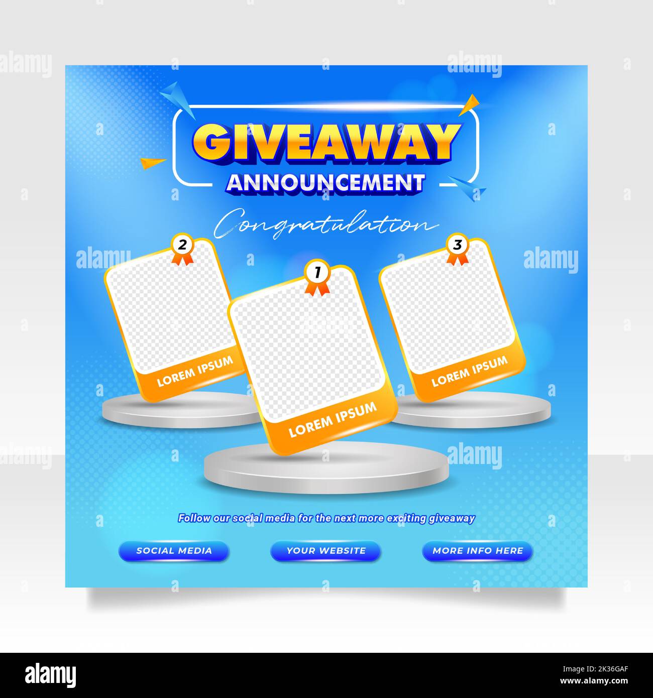 Giveaway winner announcement social media post banner template Stock ...