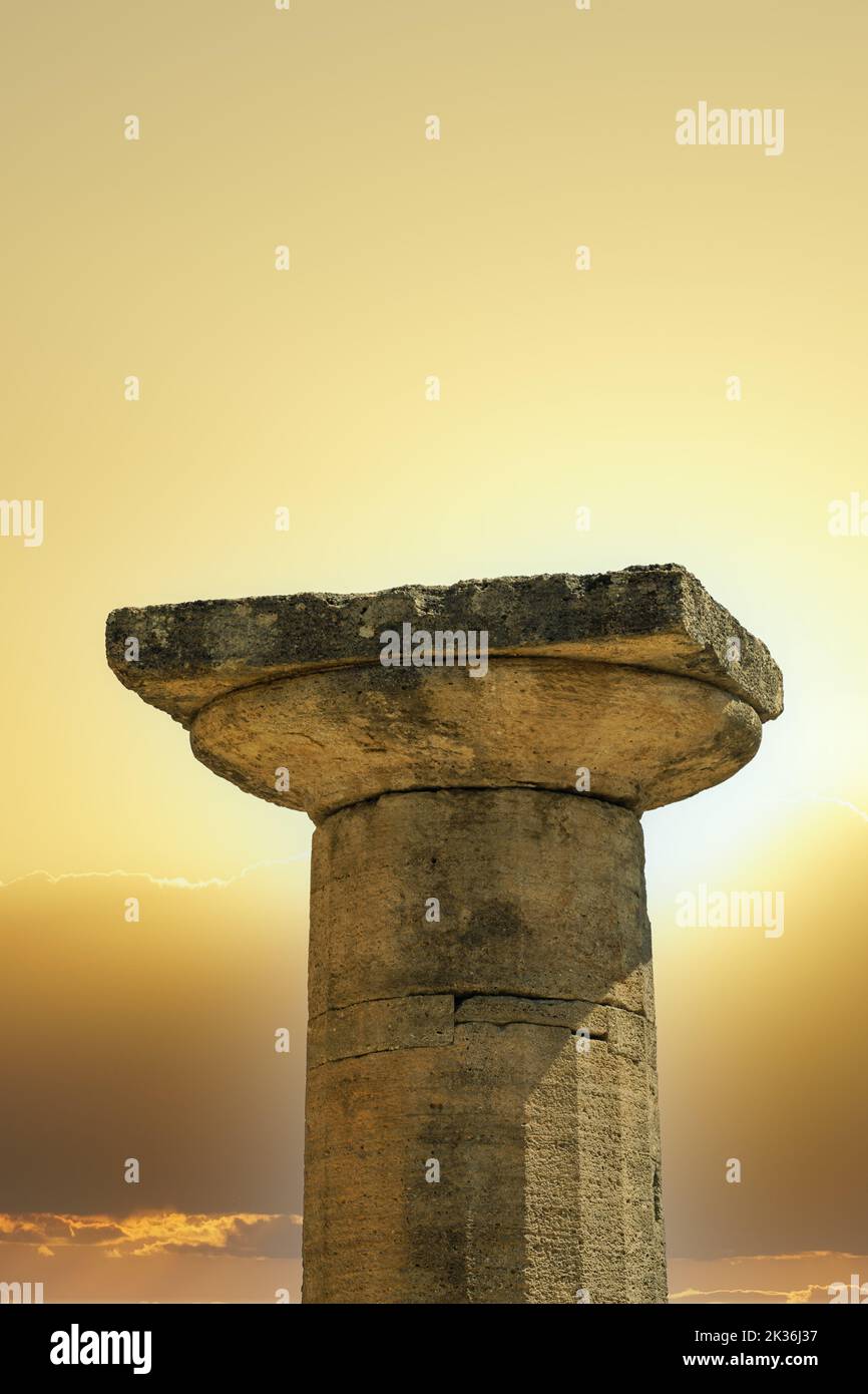 Ancient classical architecture Doric Greek column with grooved shaft ...