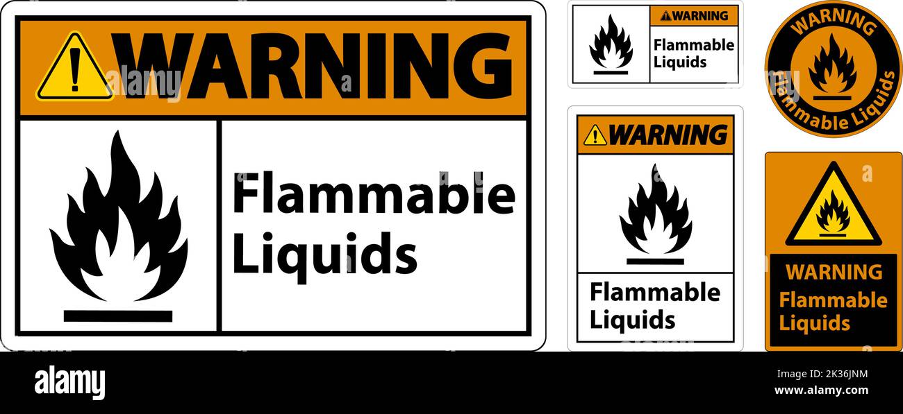 Warning Flammable Liquids Sign On White Background Stock Vector Image ...