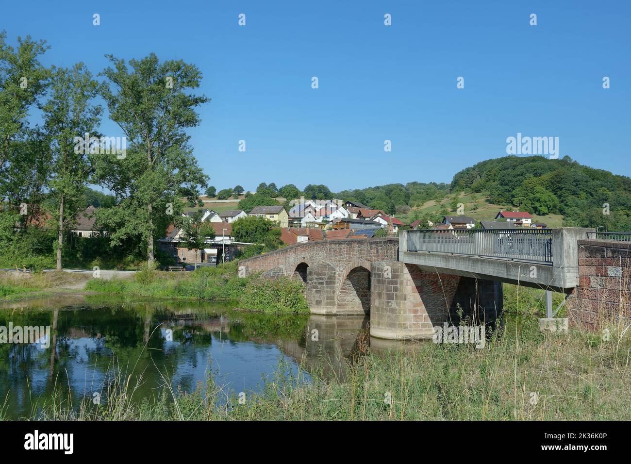 Village of Wolfsmuenster at Fraenkische Saale River in Spessart,Bavaria ...