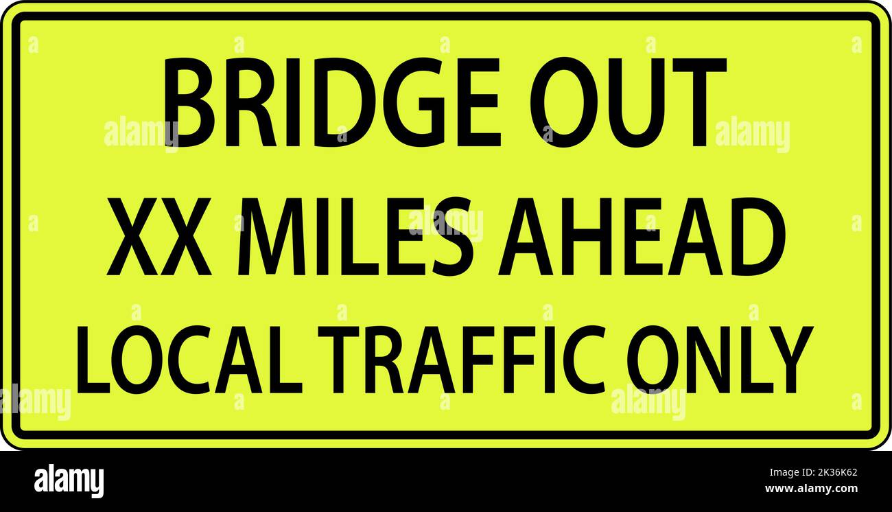 Bridge Closed Ahead Sign On White Background Stock Vector Image & Art ...