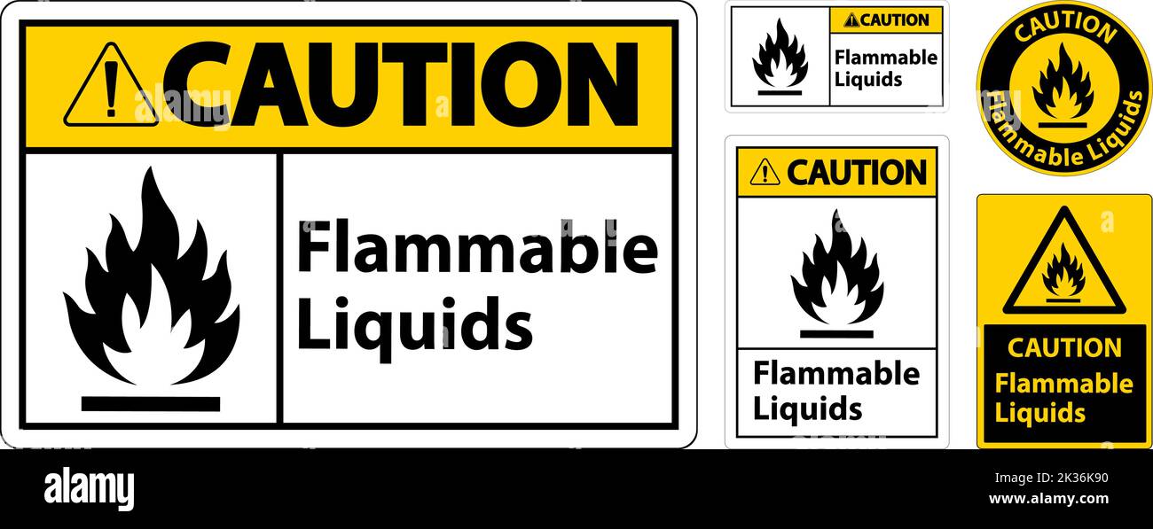 Caution Flammable Liquids Sign On White Background Stock Vector Image ...