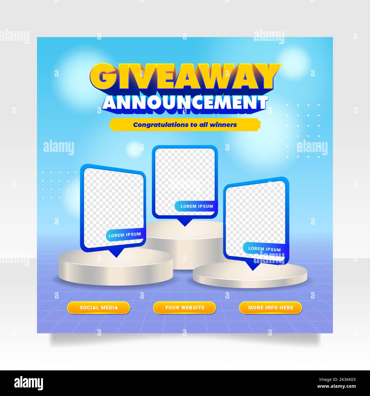 Giveaway winner announcement social media post banner template Stock ...