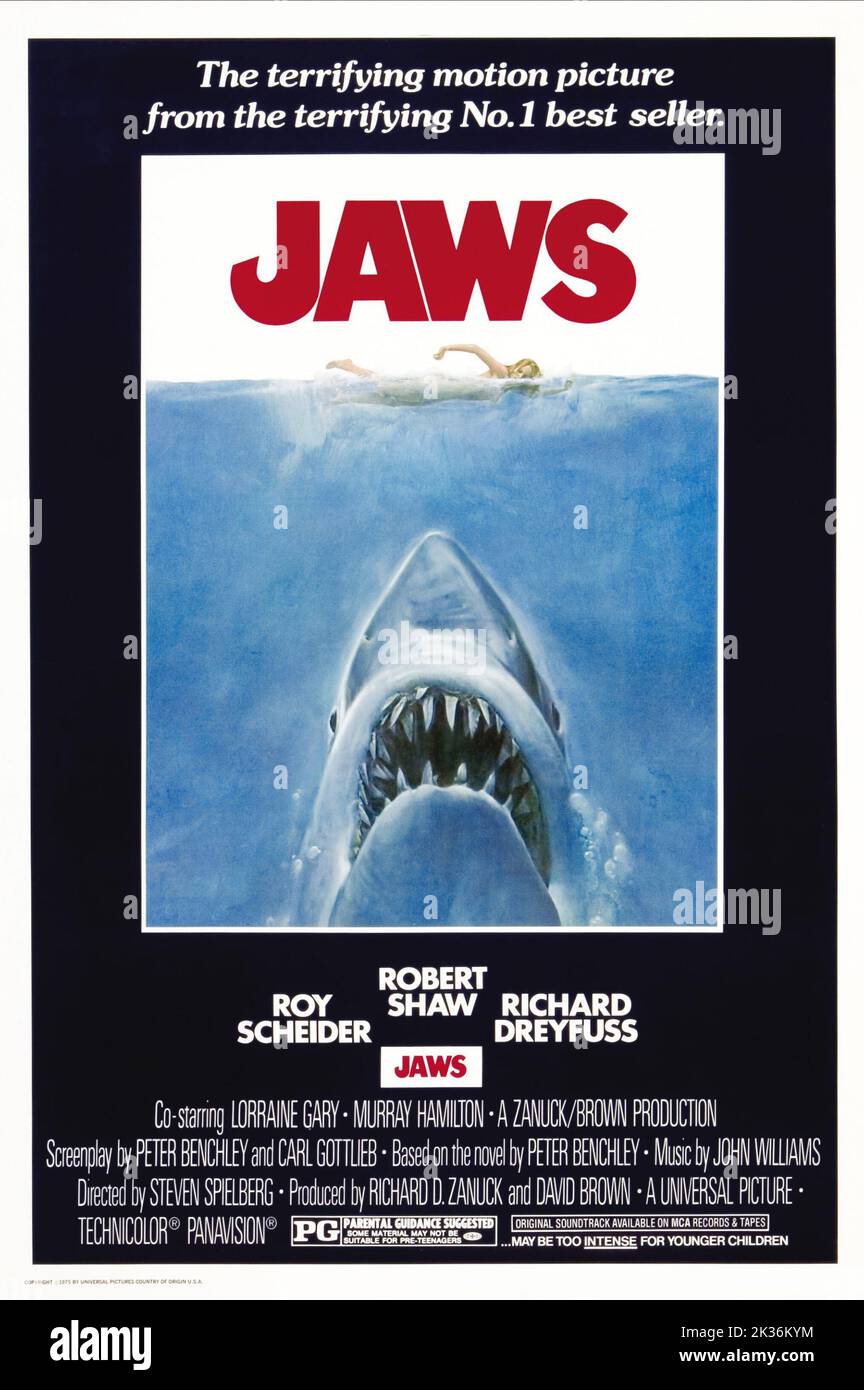 Jaws Movie Poster 1975 Director: Steven Spielberg Stock Photo - Alamy