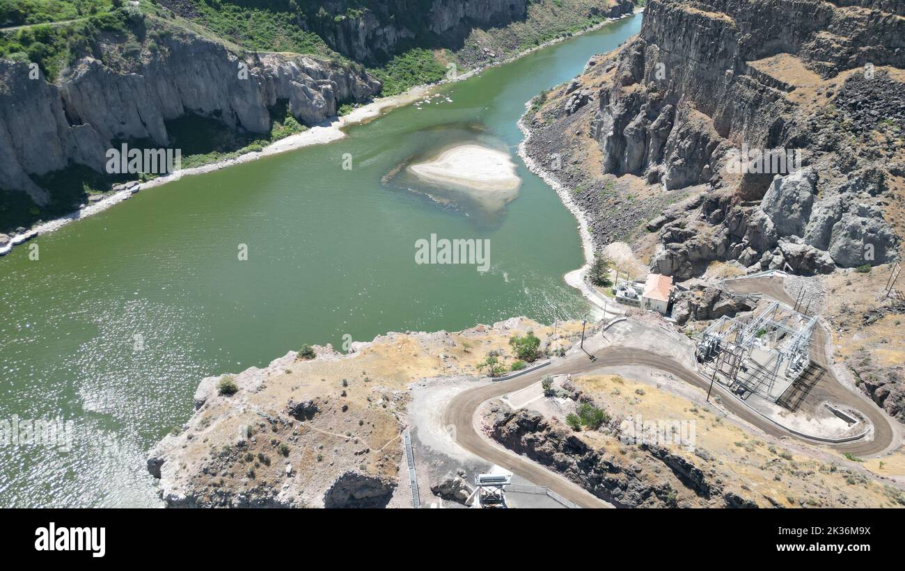 A beautiful landscape of a river between rocks on a sunny day Stock ...