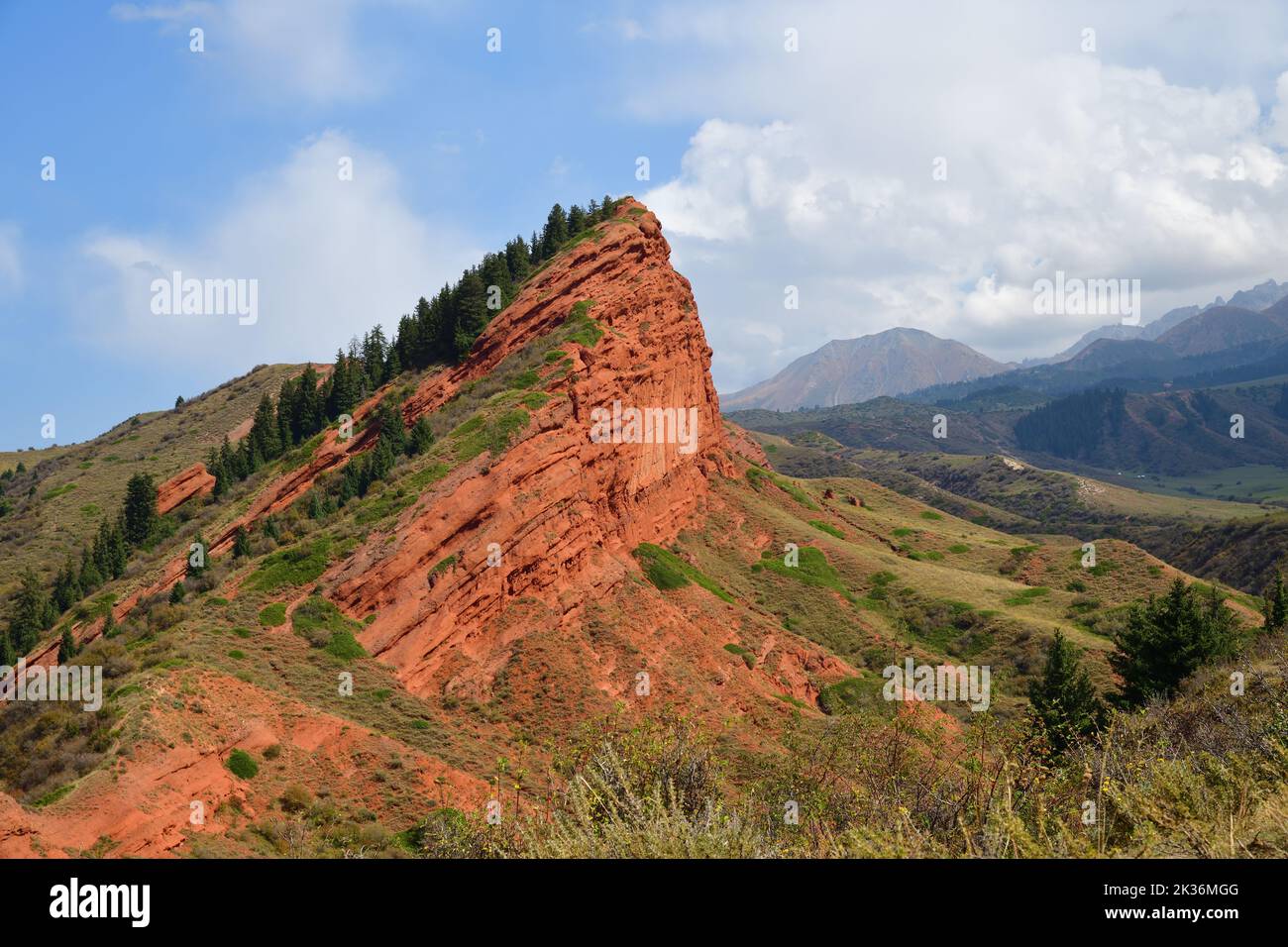 Unusual rock formations from red sandstone in canyon Seven bulls in ...