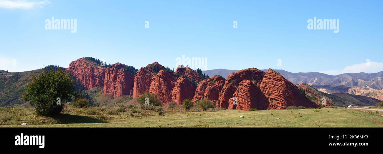 Unusual rock formations from red sandstone in canyon Seven bulls in ...
