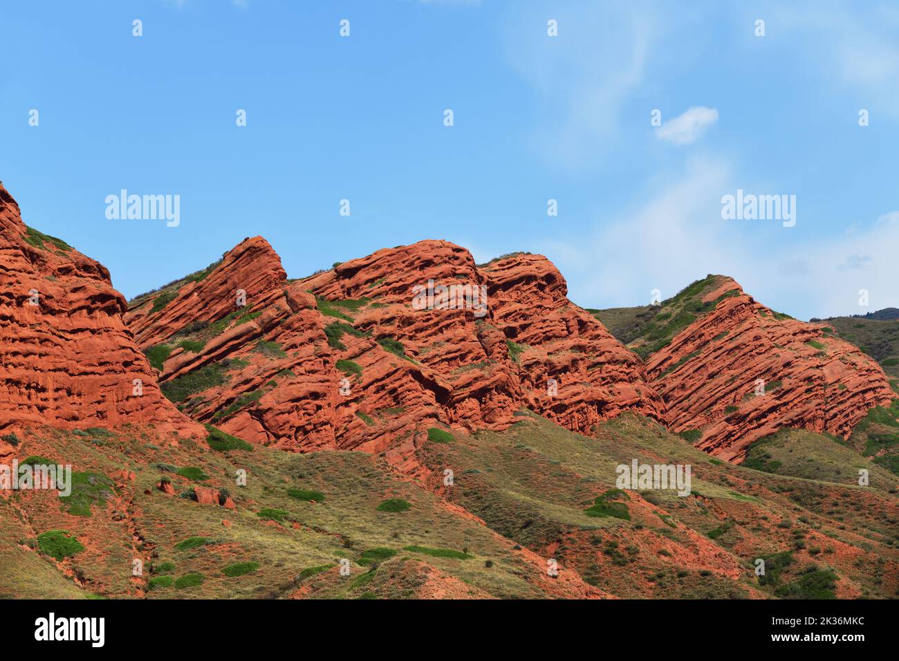 Unusual rock formations from red sandstone in canyon Seven bulls in ...