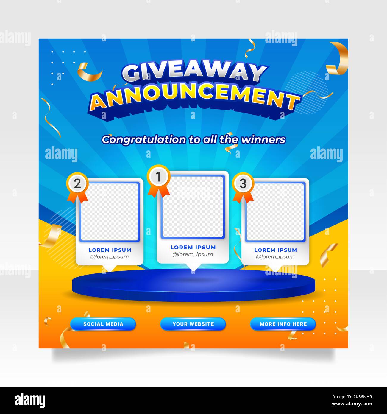 Giveaway winner announcement social media post banner template Stock ...