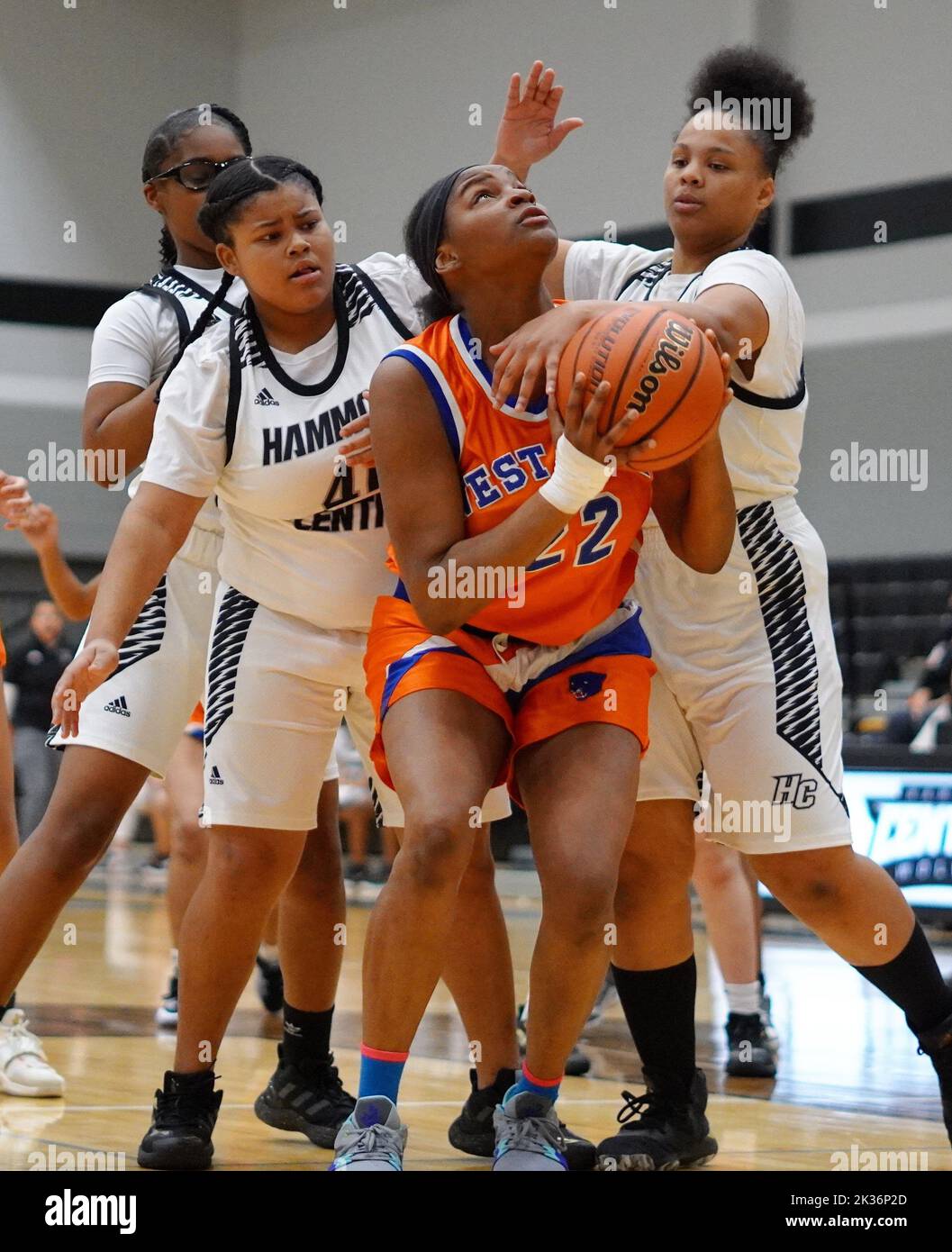 The girls in action during the basketball game of Hammond vs Westside girls in the Hammond ...