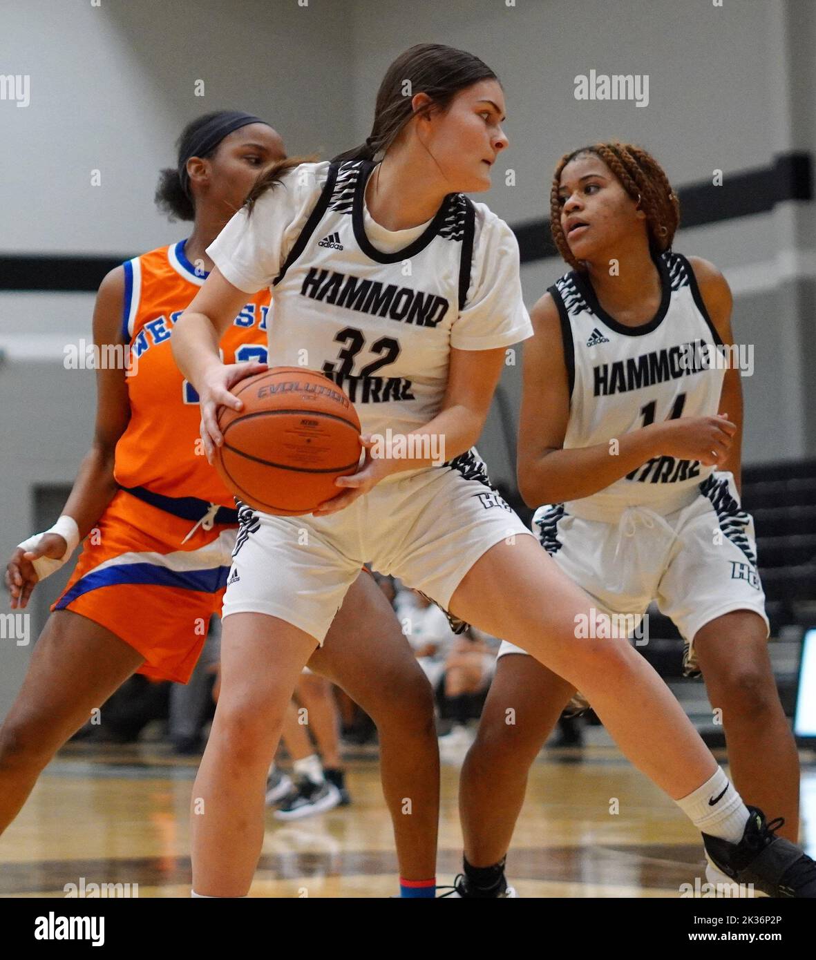 The girls in action during the basketball game of Hammond vs Westside girls in the Hammond ...