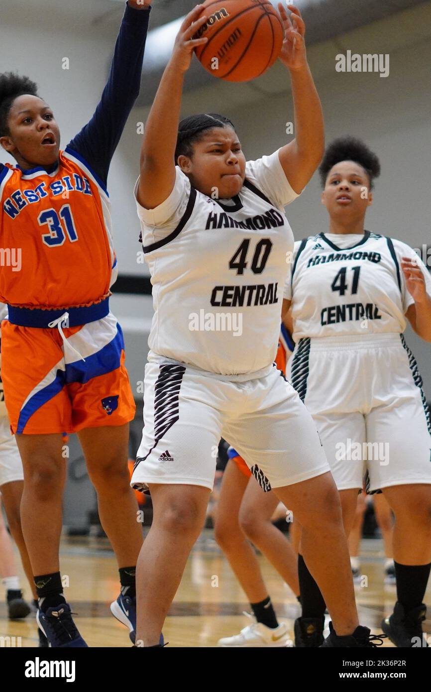 The girls in action during the basketball game of Hammond vs Westside girls in the Hammond ...
